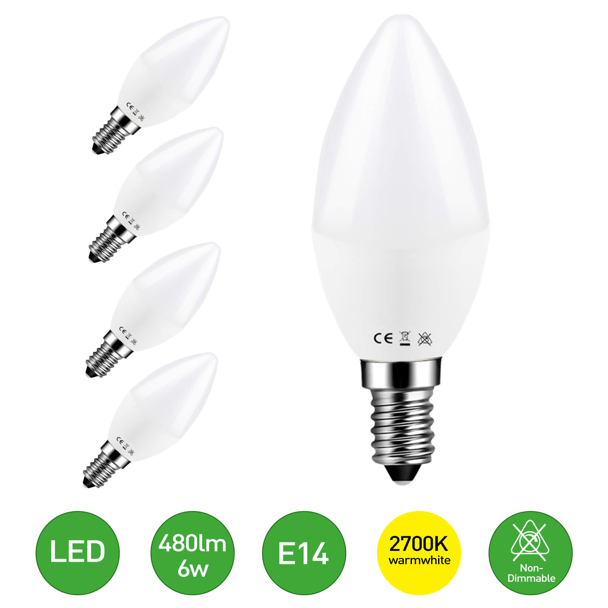 6W E14 2700K-3000K LED lemputė - LEDlumina